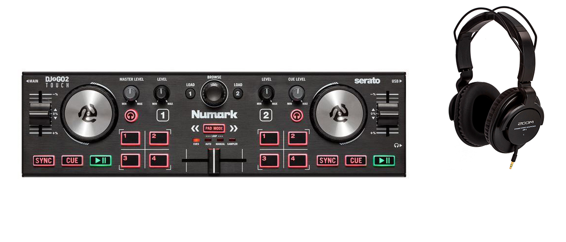 NUMARK DJ2GO-2 TOUCH DJ Controller Bundle, με Aκουστικά ZOOM ZHP-1 ...