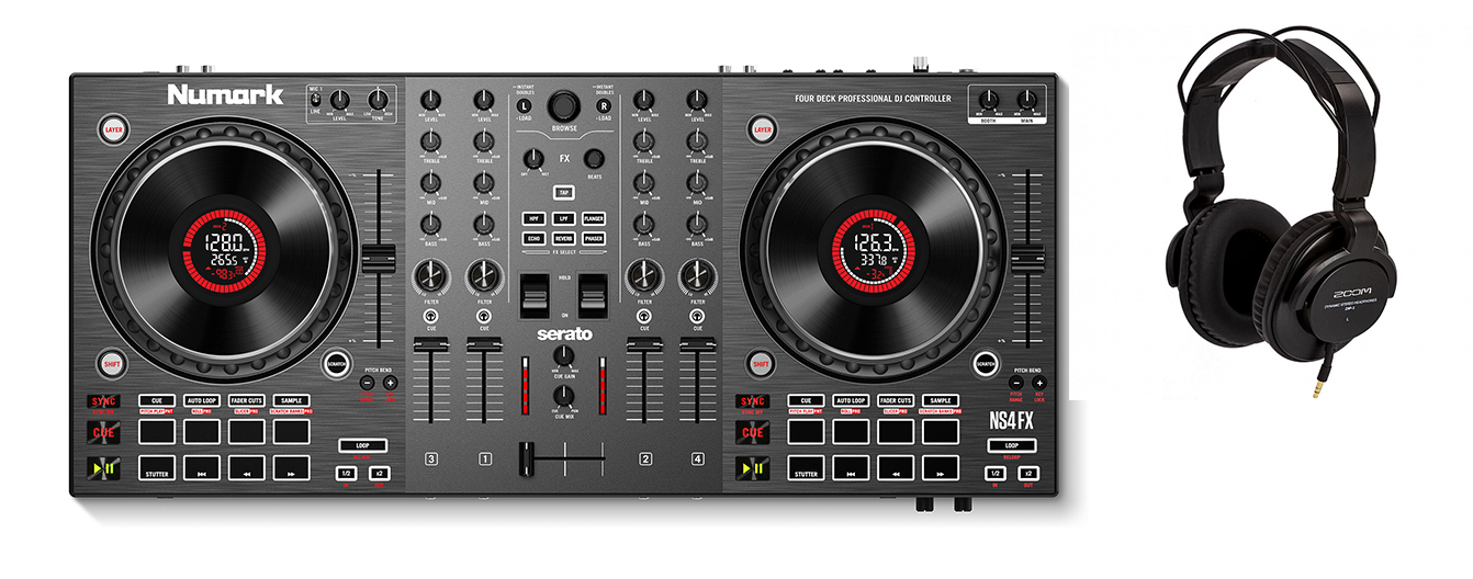 NUMARK NS-4FX DJ Controller Bundle, με Aκουστικά ZOOM ZHP-1 | Numark DJ ...